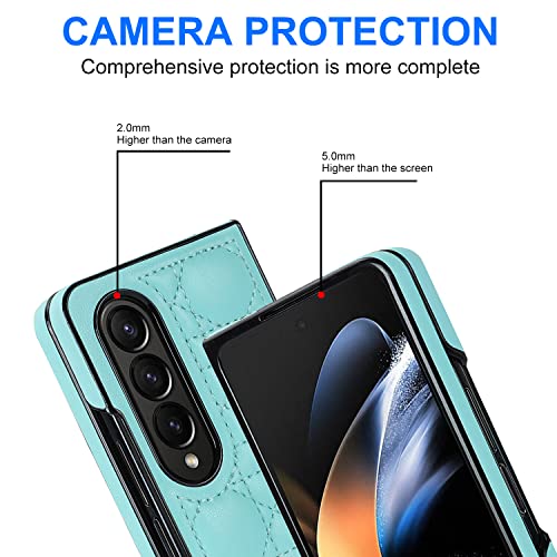 EAXER for Samsung Galaxy Z Fold 3 Case, Luxury Shockproof PU Leather Folding Phone Protective Case Cover (Light Blue)