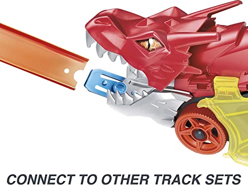 Hot Wheels Toy Car Track Set City Dragon Launch Transporter & 1:64 Scale Car, Stores Up to 5 Vehicles