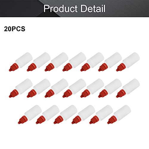 Othmro 0.7oz PE Lab Eye Plastic Dropper Bottles 20pcs, 20ml Squeezable Eye Liquid Dropper Thin Mouth Via of Liquid Sample Seal Storage Bottle with Childproof Red Cap