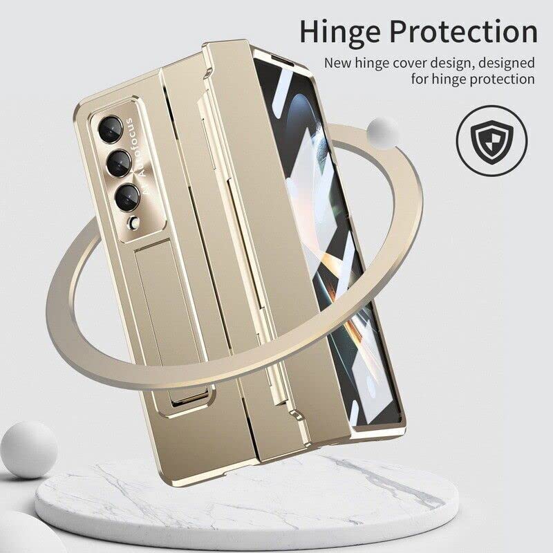 EAXER for Samsung Galaxy Z Fold 3 360° Case, Hinge Protection Shockproof Hinge Built in Tempered Glass Phone Case Cover (Silver)
