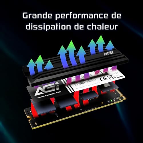 AGI 2TB AI838 PCIe NVMe M.2 Gen4x4 DRAM Cache 3D TLC NAND Flash Internal Solid State Drive SSD with Heat Sink (R/W Speed up to 7400/6700 MBs) Level up PC/Laptop Memory and Storage with Gen 4 Speed