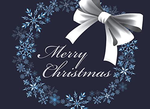 CEO Cards - Christmas Greeting Cards (Snowflake Wreath), 5x7 Inches, 25 Cards & 26 White with Silver Foil Lined Envelopes (H1606)