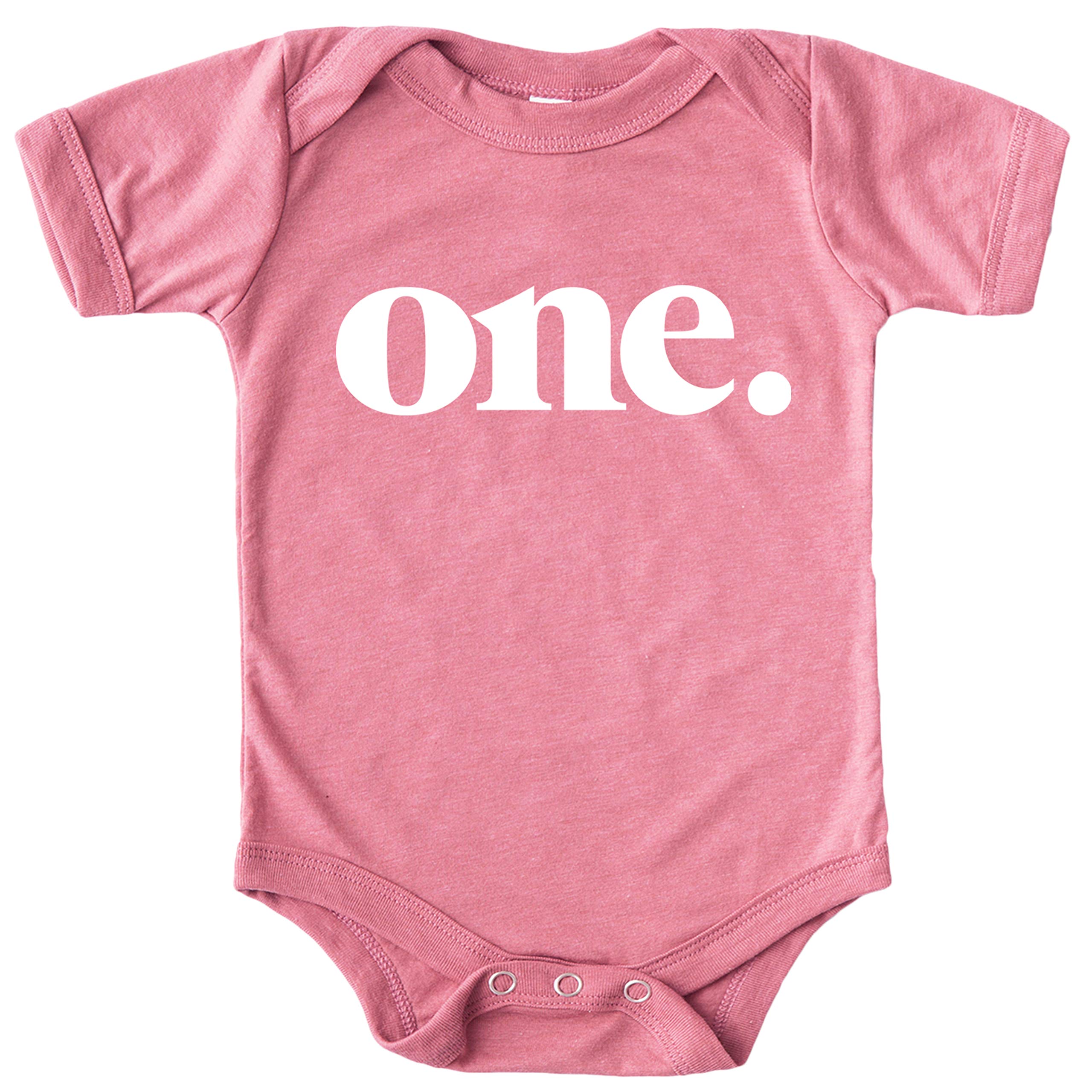 Olive Loves Apple Bold One 1st Birthday Bodysuit for First Birthday Outfit White on Mauve Bodysuit 18 Months