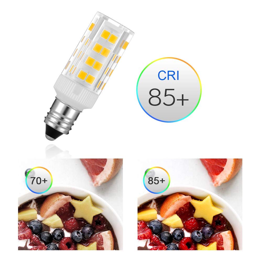 4-Pack LED JDE11 110V Warm White 3000k 40W-50W Equivalent Halogen Replacement Lights Replaces T4 T3 JD e11 Light Bulb.Mini Porcelain Candelabra Base