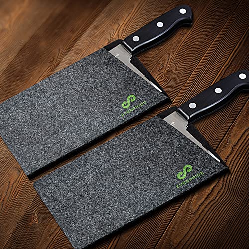 EVERPRIDE Butcher Chef Knife Edge Guards (2-Piece Set) Wide Knives Blade Edge Protectors - Meat Cleaver Knife Sheath Set - BPA-Free Chef Knife Covers Fits Blades Up To 8” x 4” – Knives Not Included