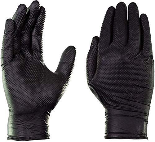 GLOVEWORKS HD Black Nitrile Industrial Disposable Gloves, 6 Mil, Latex-Free, Raised Diamond Texture, Large, Box of 100