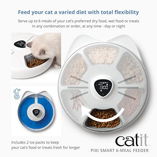 Catit PIXI Smart 6-Meal Feeder β Automatic and Customizable Feeding Schedule with App Support, White