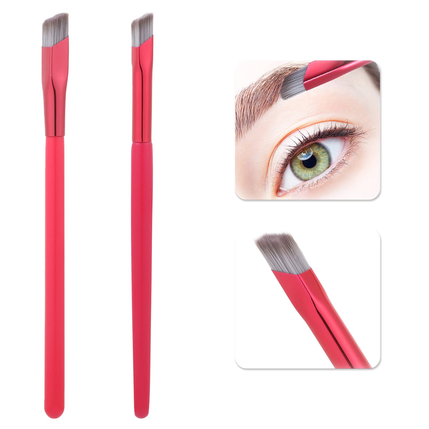 2Pcs Multi-Function Eyebrow Brush, 4D Hair Stroke Brow Stamp Brush, Ultra-thin Eyebrow Brush, Square Angled Eyebrow Hairline Brush for Drawing Hairline, Smoky Makeup, Eye Shadow Primer, Easy to Clean
