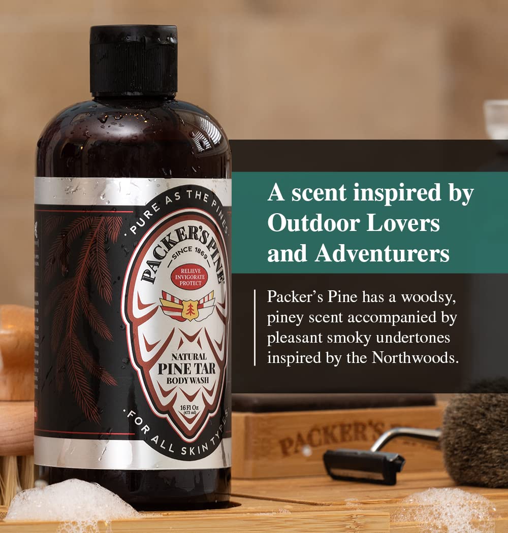 Packer's Pine Tar Body Wash | Soothing Mens Shower Gel For Psoriasis Relief | Made With Natural Pine Tar and Pine Oils | Paraben & Sulfate-Free, 16 fl oz