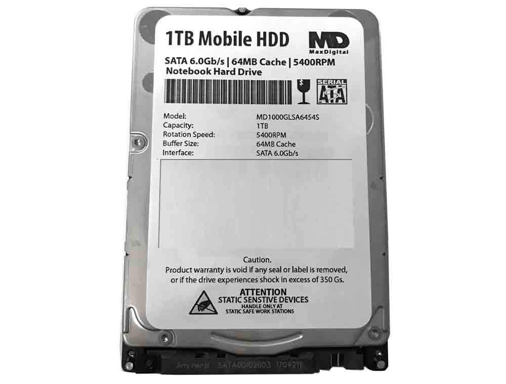 MaxDigitalData 1TB 5400RPM 64MB Cache (7mm) SATA 6.0Gb/s 2.5inch Mobile HDD/Notebook Hard Drive - 2 Year Warranty
