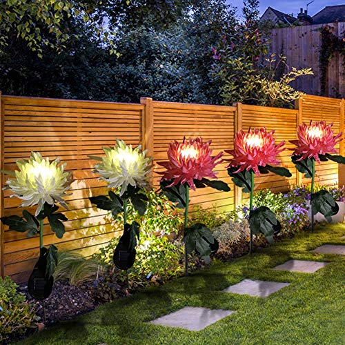 sknonr Outdoor Waterproof Garden Lawn Plug-in Light LED Solar Light Artificial Chrysanthemum Light Home Garden Decoration 3 Pieces, 80cm