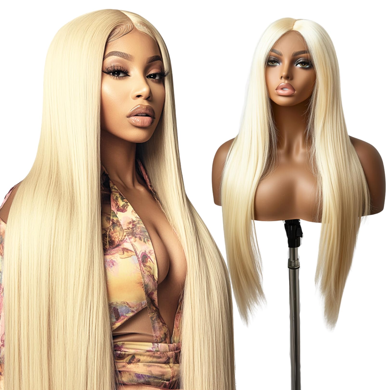 SIYUSI 20Inch 613 Lace Front Wig Human Hair,13x4 HD Transparent Lace, 200% Density Straight Brazilian Blonde Wig, Pre-Plucked with Baby Hair