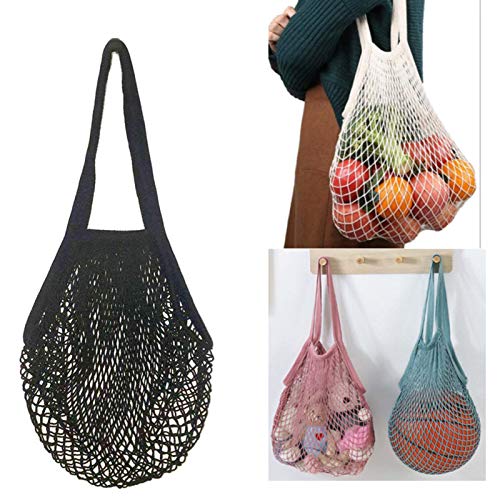 Reusable Cotton Mesh Grocery Washable Bag Black
