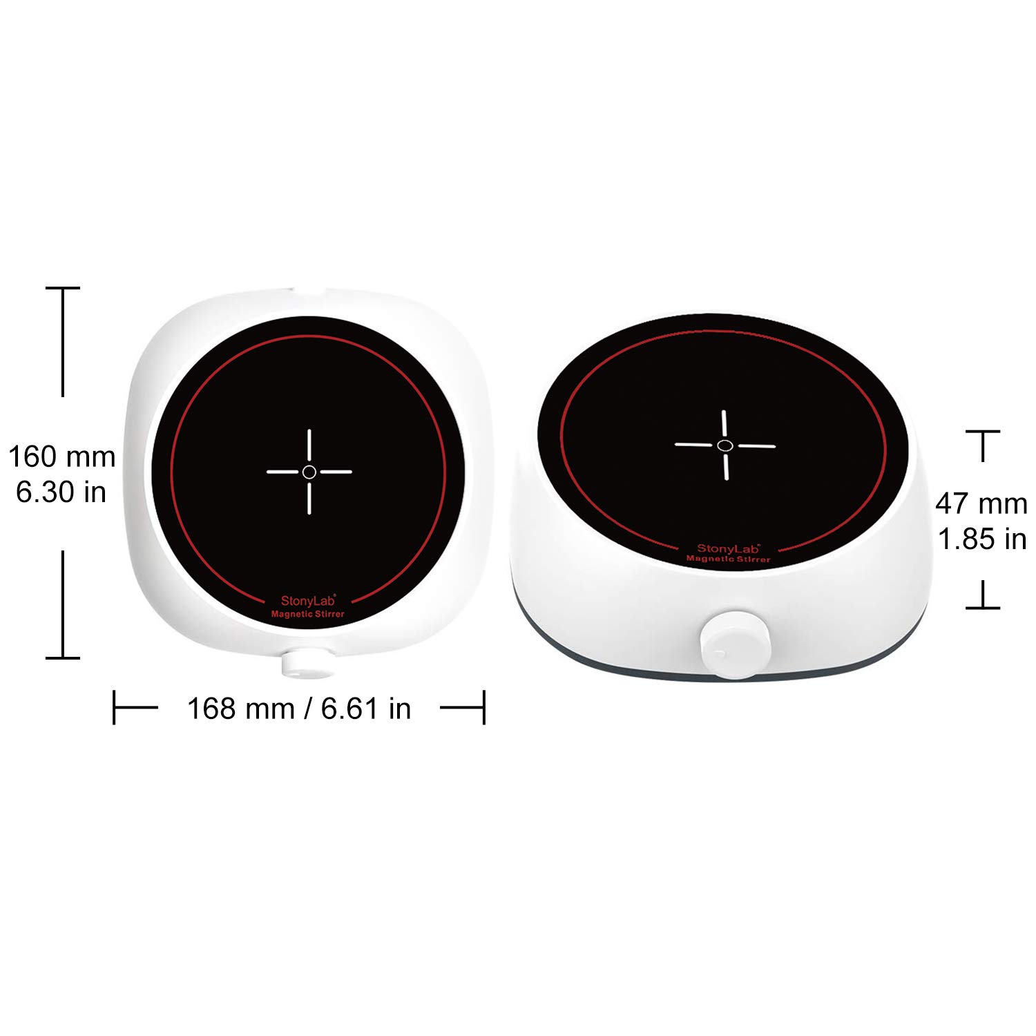 stonylab Mini Magnetic Stirrer with Stir Bar, 2L Capacity 200-1800 RPM Speed Levorotary Mini Magnetic Stirrer, Rated Power 5W, 110V