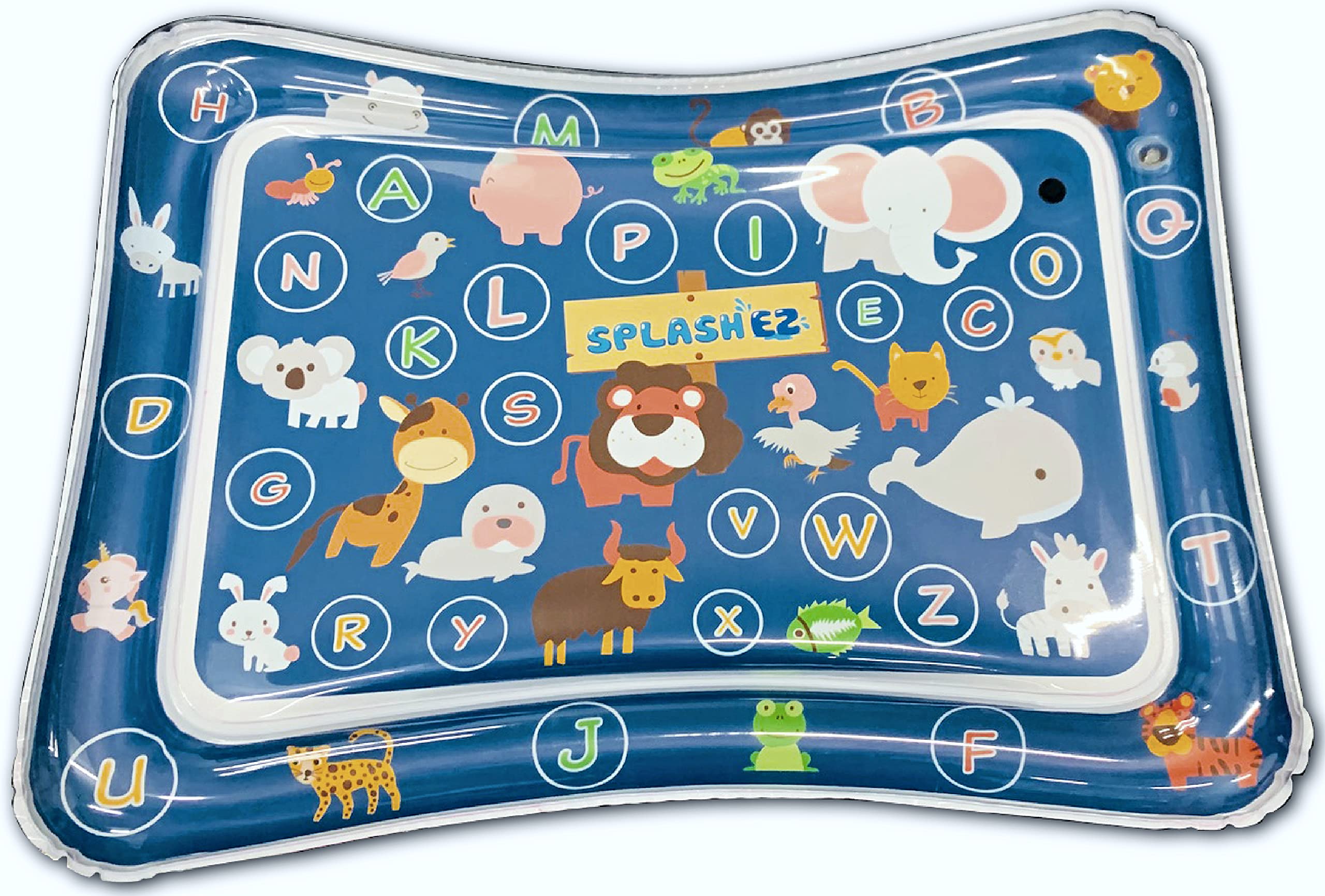 SplashEZ Water Mat for Babies – Inflatable Tummy Time Water Play Activity Mat with Animals & Letters Stimulates Brain Development – BPA-Free, Sensory Baby Boy & Girl Mats, 26x20x2.5 in.