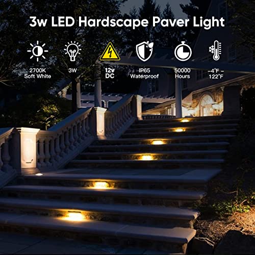 4-Pack Woark Smart Hardscape Lighting, Retaining Wall Lights, 3W 7 Inch, IP65 Waterproof Step Light, 12V Low Voltage AC/DC, Soft White 2700K, Compatible with Alexa & Google Assistant