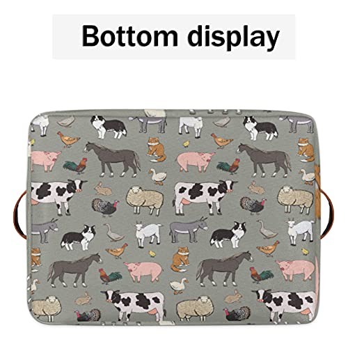Farm Animal Storage Basket Bins, Cow Sheep Rooster Large Foldable Storage Baskets Fabric Organizer Storage Cubes Box with Handles Collapsible Basket for Shelf Closet Nursery Home Office 1 Pack