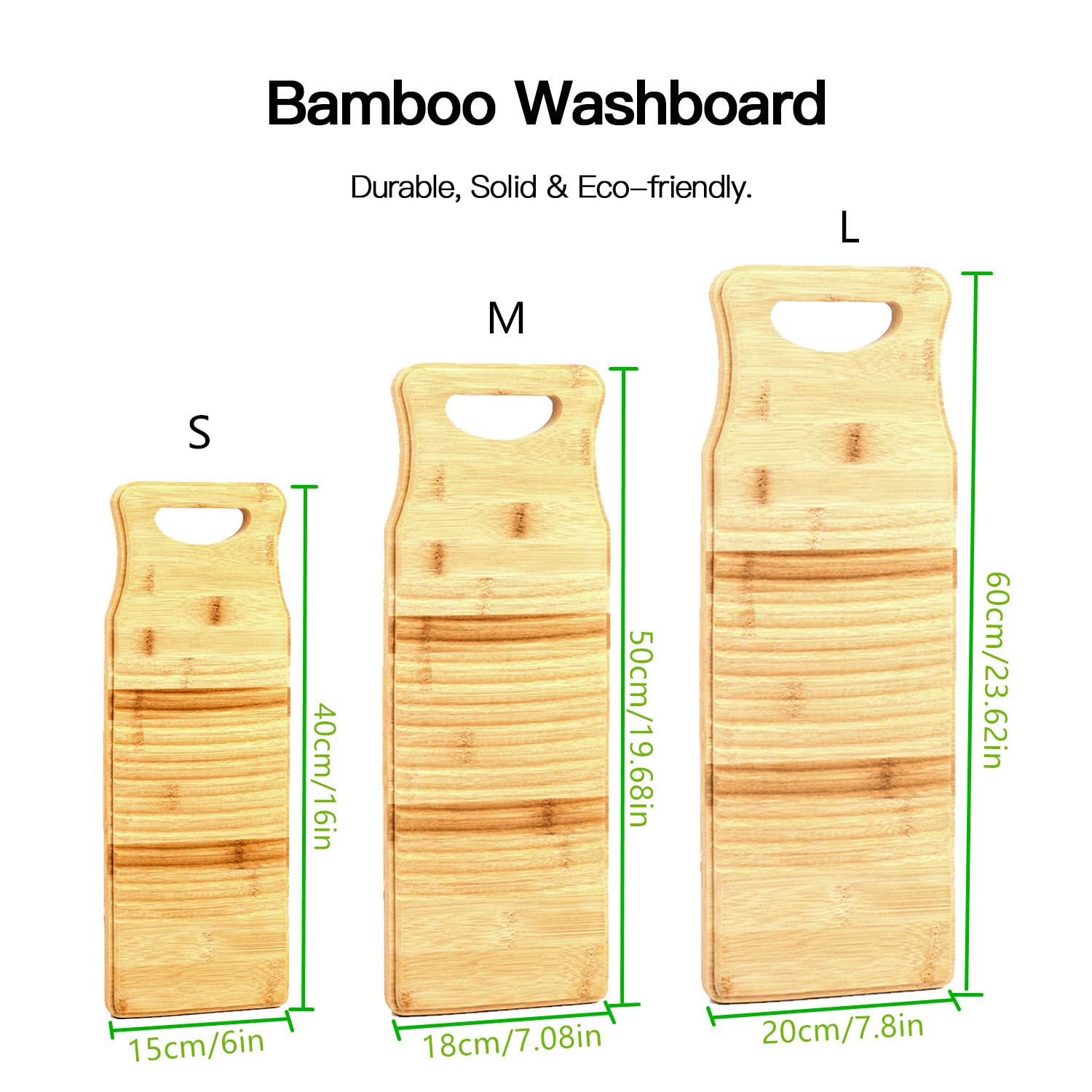 awagas 20"x7" Natural Bamboo Washboard Laundry Washboard Hand Washing Board,Washing Clothes Board Old Fashioned Hand Wash Board for Shirts Underwear Clean Home Laundry Supplies-(M)