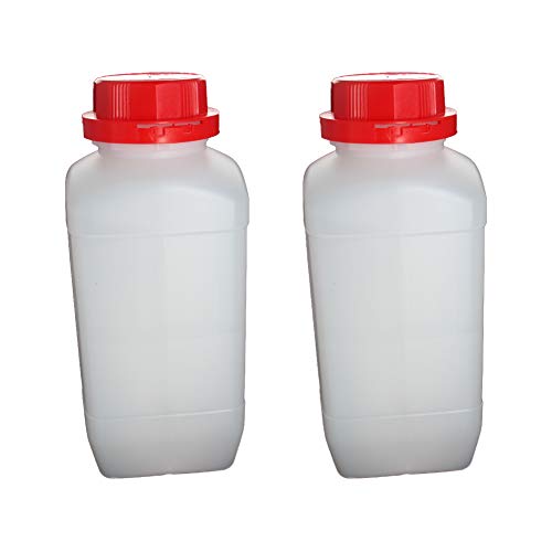 Othmro 1500ml/51oz Plastic Lab Chemical Reagent Bottles,2pcs 50mmx225mm(IDxH) Square Wide Mouth Liquid/Solid Sample Storage Container Sealing Bottles Red with Anti-theft Cap