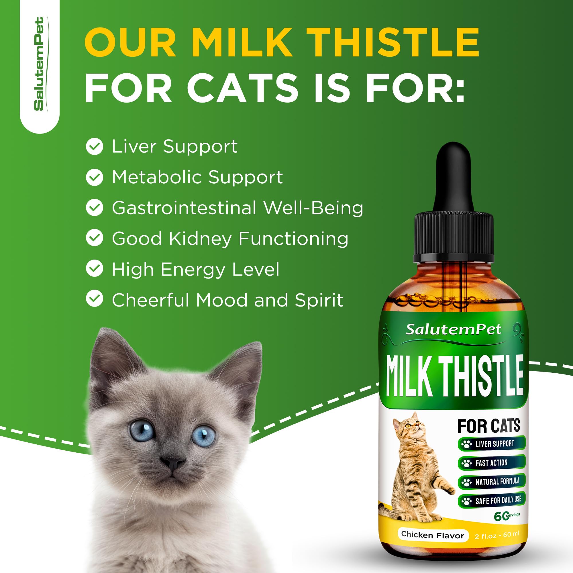 Milk Thistle for Cats | Cat Milk Thistle | Milk Thistle Cats | Liver Support for Cats | Natural Ingredients | 2 Pack x 2 Oz