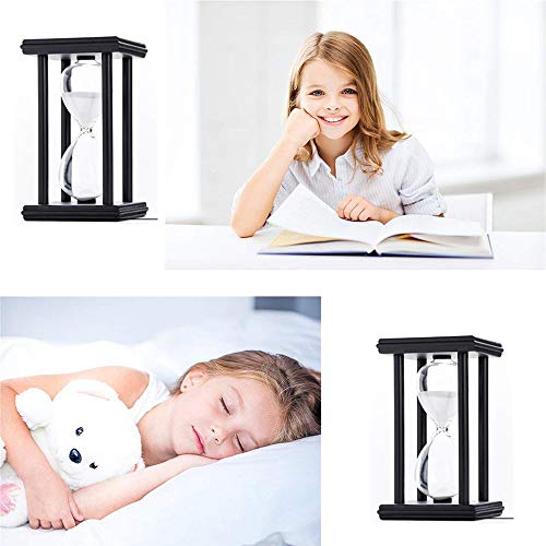 Hourglass Timer 30/60 Minutes Wood Sand Hourglass Clock for Creative Gifts Room Decor Office Kitchen Decor Birthday (30 min, White)