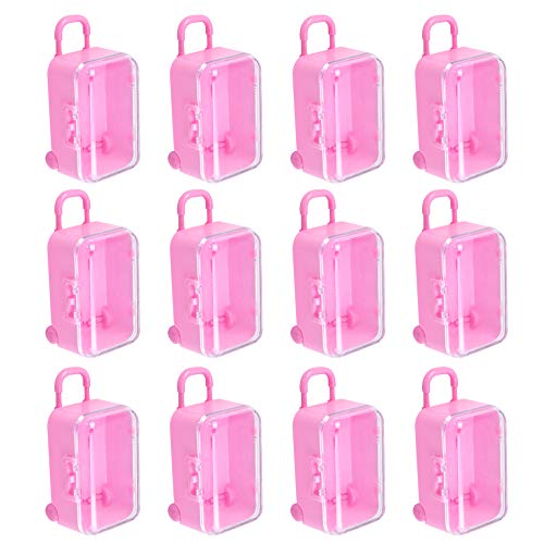 AUEAR, 12 Pack Cute Miniature Travel Case Box Candy Box Party Reception Candy Gift Box Suit for Barbie Wedding Party Decoration (Pink)