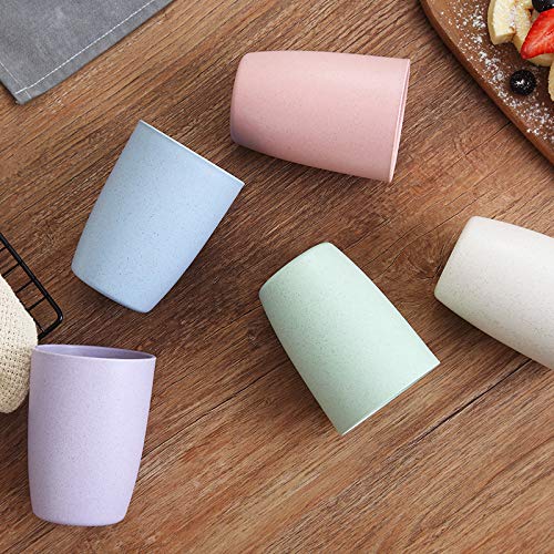 Choary Eco-friendly Unbreakable Reusable Drinking Cup for Adult(12 OZ), Wheat Straw Glasses Healthy Tumbler Set 5-Multicolor, Dishwasher Safe