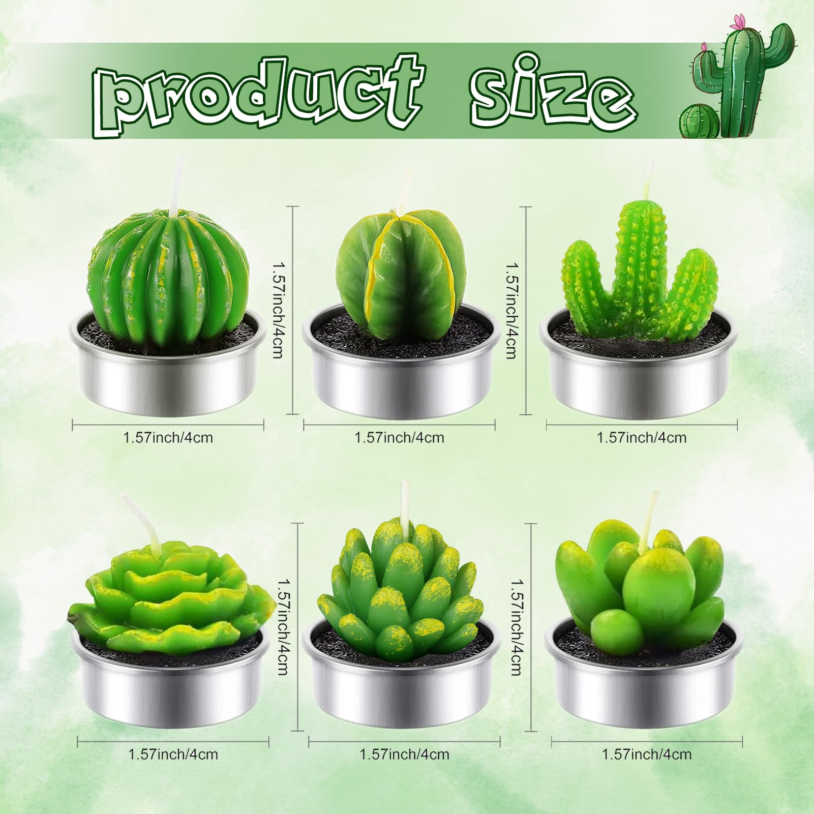 AIXIANG 6 Styles Cactus Tealights Candle Delicate Succulent Tealight Candles for Home Decor New Year Presents, Housewarming Gifts, Housewarming Favors for Guests, Christmas Decorations (6 Pcs)