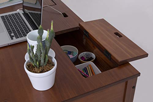 memomad Bali Home Office Solid Wood Desk with Drawers (Caramel)