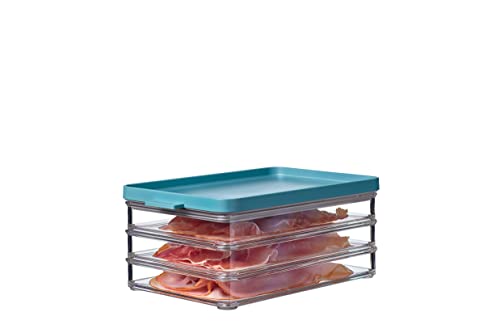 MEPAL, Omnia Food Storage Boxes with Lid for Salami, Cold Cuts, Turkey, Bologna, Deli and Luncheon Meat, BPA Free, Nordic Green, 3 X 500ml | 17oz, 1 Set
