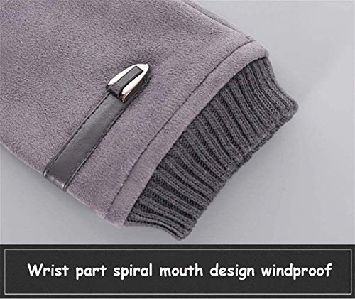 XJXJ Suede Gloves Men's Autumn and Winter Windproof Warm Non-slip Touch Screen Plus Velvet Thickening Riding Motorcycle. anti arthritis gloves (Color : Grey)