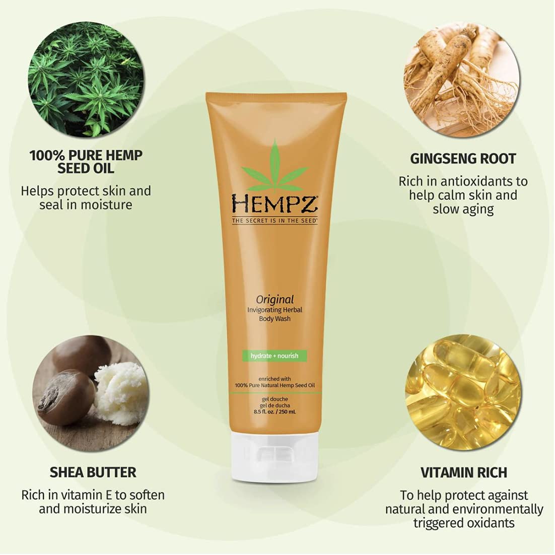 Hempz Original Invigorating Herbal Body Wash Unisex Body Wash 8.5 oz