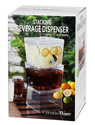 CreativeWare 2 Units 1.5 gallon Stacking Beverage Dispenser, Clear