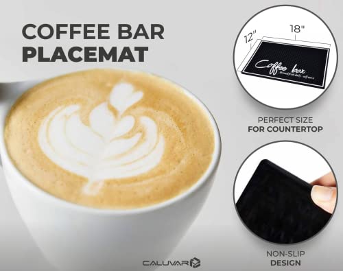 Elevate Your Coffee Game with the Ultimate Coffee Bar Mat for Countertop - Spill-Proof, Large 18 x 12" - Protect Your Countertop with our Durable Rubber Coffee Mat  - Perfect Coffee Station Accessory