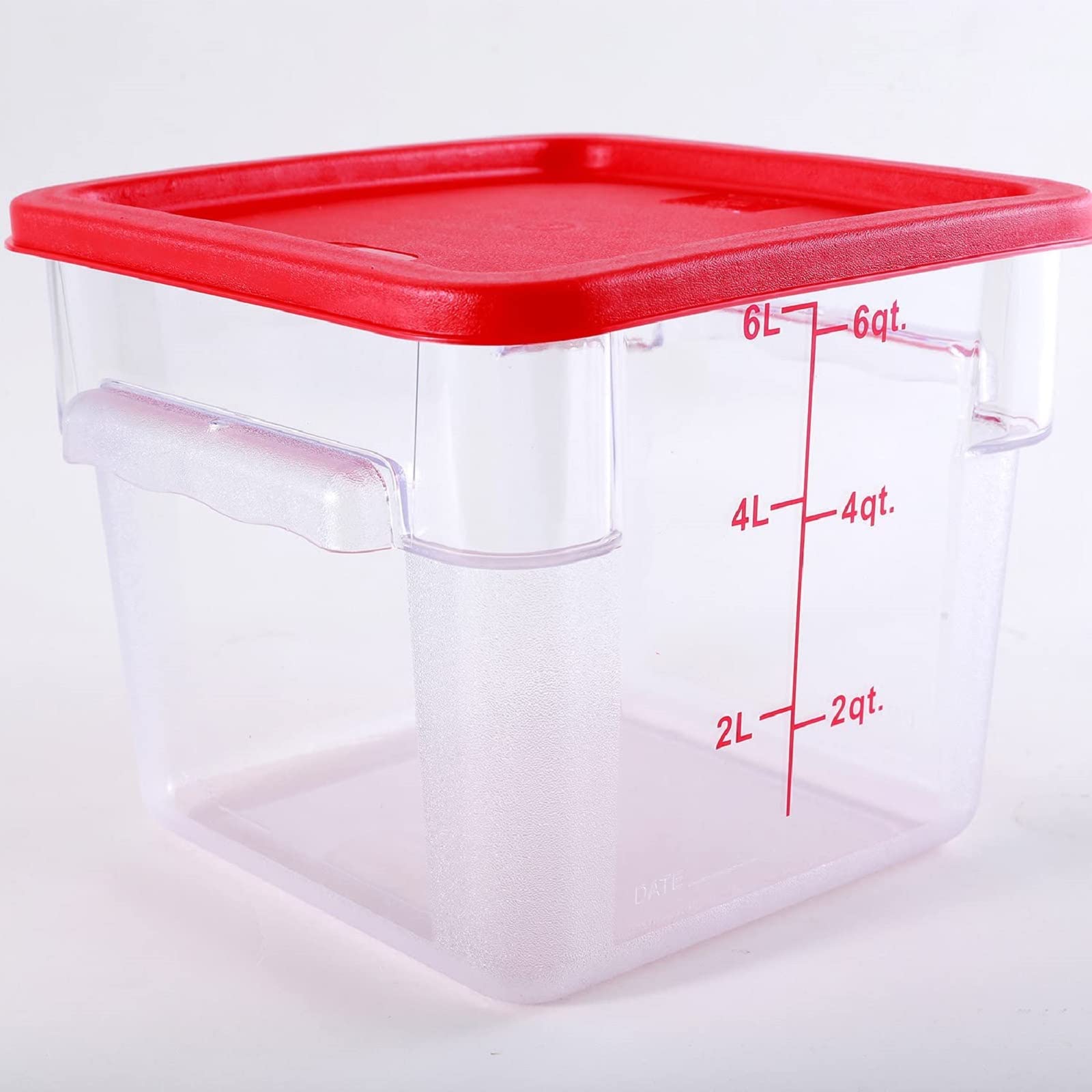 Hakka 6 Qt Commercial Grade Square Food Storage Containers With Lids,Polycarbonate,Clear - Case of 5