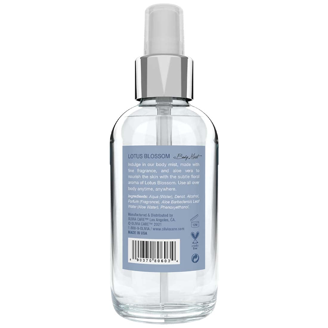 Olivia Care Body Mist Spray Made with Natural Lotus Blossom Fragrance Scent - Refreshing, Soothing & Cooling- Eliminate Odor with Fresh Aroma