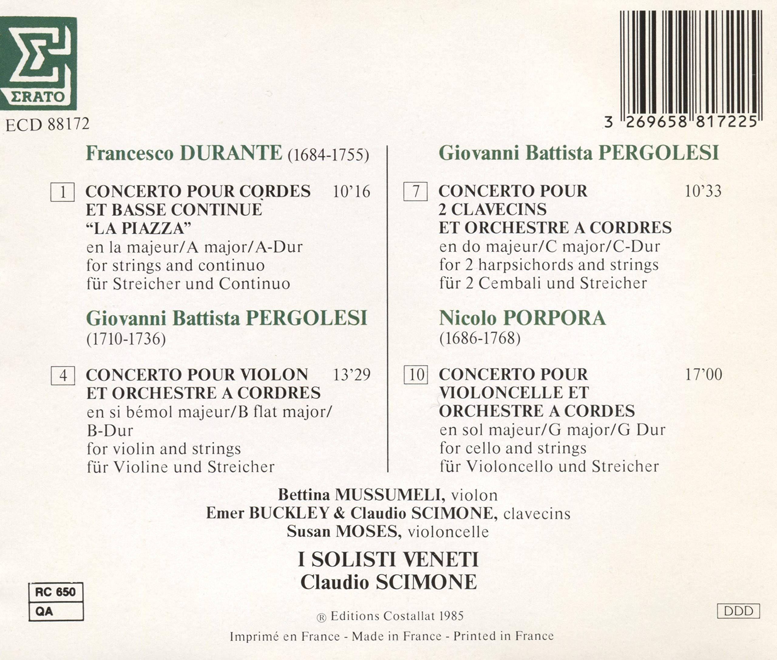 Concerto pour cordes et basse continue: La piazza- en la majeur