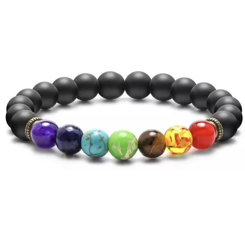 5 Pcs Chakra Bracelets for Women,8mm Lava Rock Chakra Bracelet for Men