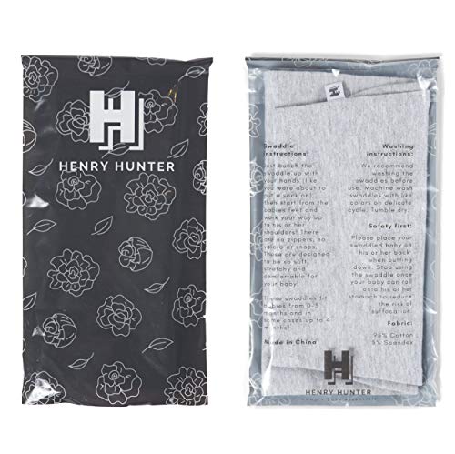 Henry Hunter Baby Swaddle Sack | The Simple Swaddle | Soft Stretchy Cotton Swaddles for Newborns | Baby Swaddles 0-3 Months, Swaddle Blankets for Baby Boy, Pack of 3, Cloud | Moon | Light Heather