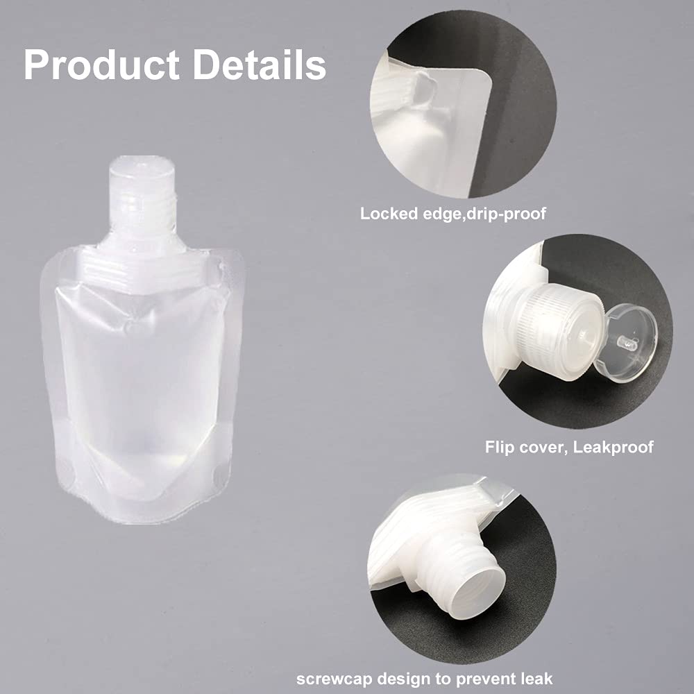 5pcs Bulk Refillable Containers for Hand Sanitizer Holder Keychain with Clip, 1.69oz Portable Travel Size Squeeze Plastic Bottles for Toiletry Shampoo Lotion Soap (5pcs)