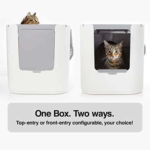 Modkat XL Litter Box, Top or Front-Entry Configurable, Includes Scoop and Liners - White