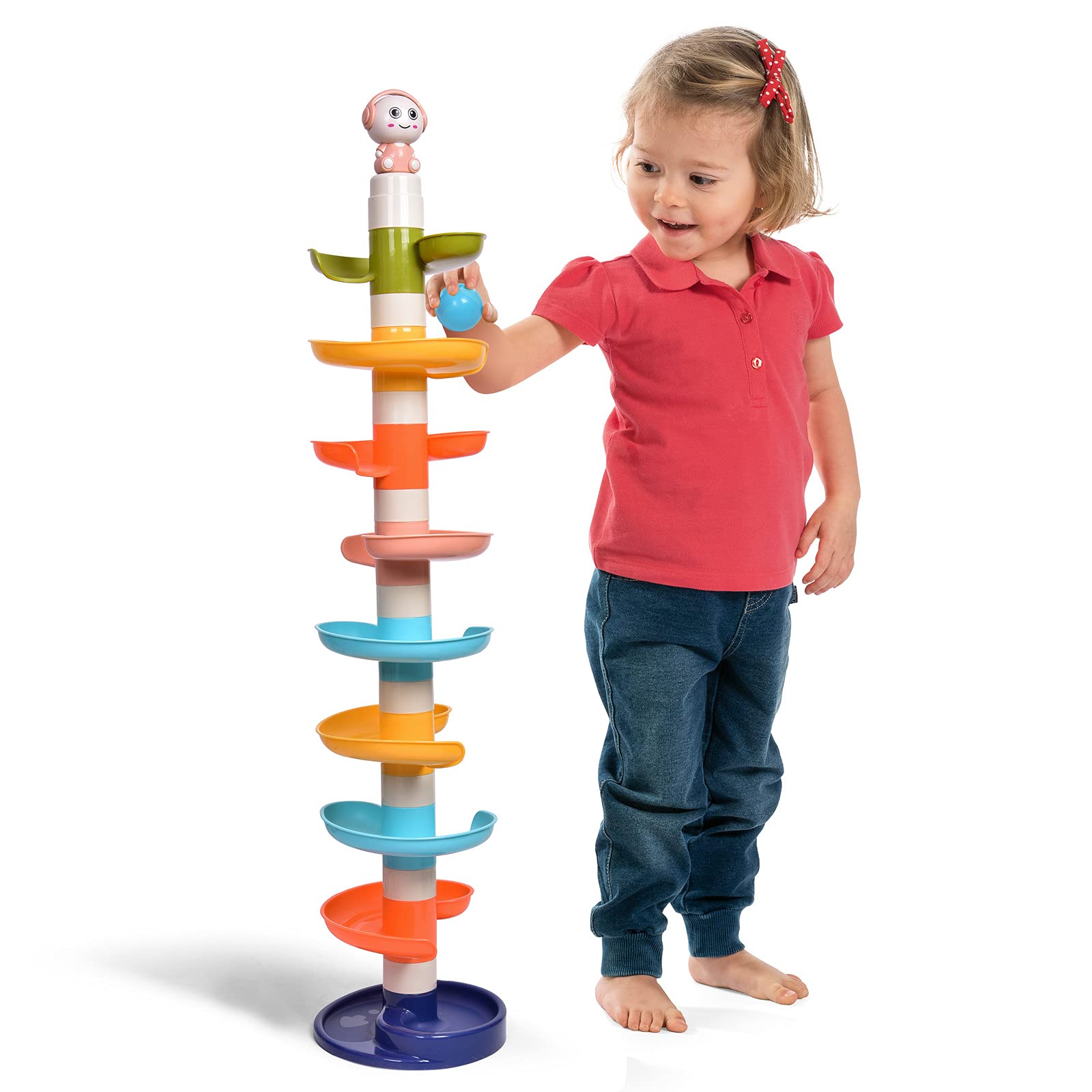 FUN LITTLE TOYS Ball Drop Toys for Toddler 1-3, 9 Layer Roll Swirling Ball Tower with 3 Balls, Ball Run Ramp for Baby Learning Development Educational Activities Toy Birthday Gift
