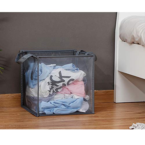 Mesh Popup Laundry Hamper with Handles,Portable Durable Collapsible Storage Easy Open. Folding Pop-Up Clothes Hampers Basket Foldable Great for The Kids Room College Dorm or Travel (Grey,Single-Layer)