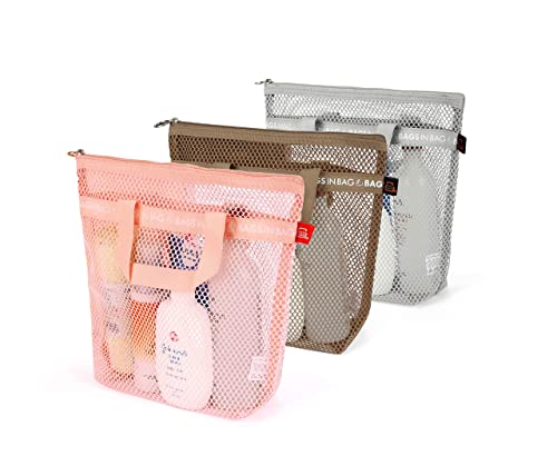 Mesh Travel Shower Caddy Tote Bag for Gym, Swim, Dorms, Bathrooms | 10"x10"x 2.5" | Pink