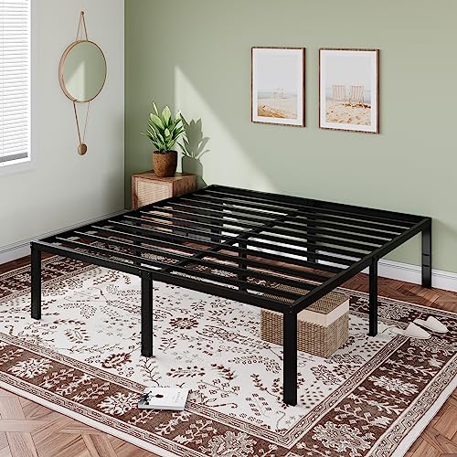 IMUsee Heavy Duty 18inch King Size Metal Platform Bed Frame with Large Under Bed Storage Space, Sturdy Metal Frame/Mattress Foundation/No Box Spring Needed/Easy Assembly/Noise-Free