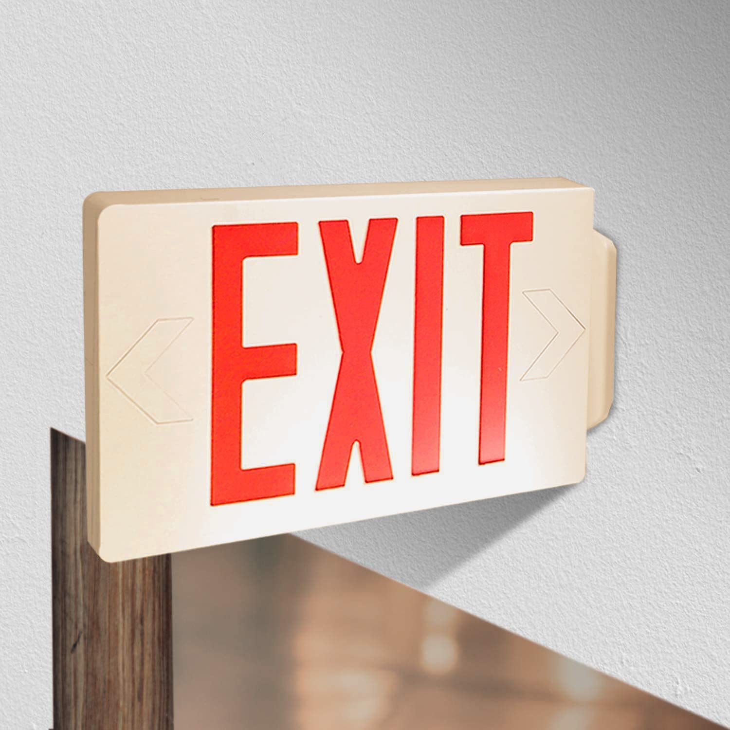 eTopLighting [2 Pack] LED Exit Sign Emergency Light, Wall or Ceiling Mount LED Exit Lighting, Battery Backup, Red Lettering, AGG2498