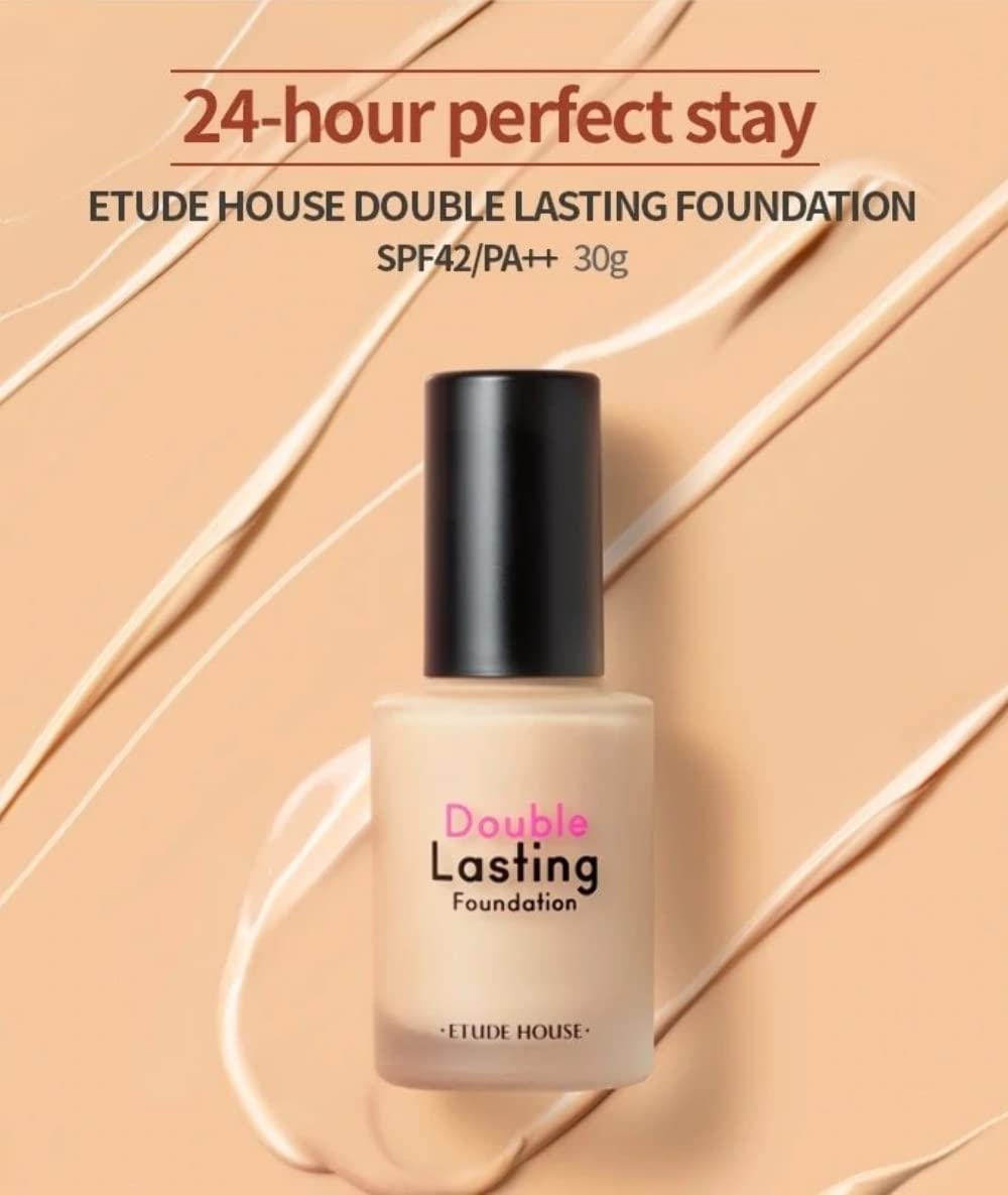 ETUDE New Double Lasting Foundation (Sand) SPF35/ PA++| High Coverage Weightless Foundation | 24-Hours Lasting Double Cover | Magnet-Like Adherence without Stickiness | Makeup Base