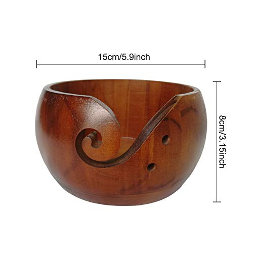 beiyoule Bamboo Yarn Bowl,Handmade Knitting Bowl Wool Holder,DIY Natural Embroidery Crocheting Storage Accessories for Crochet Home Decor