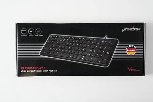 Perixx PERIBOARD-213U Wired Silent USB Scissor Keyboard - 14.45x4.76x0.70 Inches Compact Design with Number Pad - Black - US English (PB-213BUS-11738)