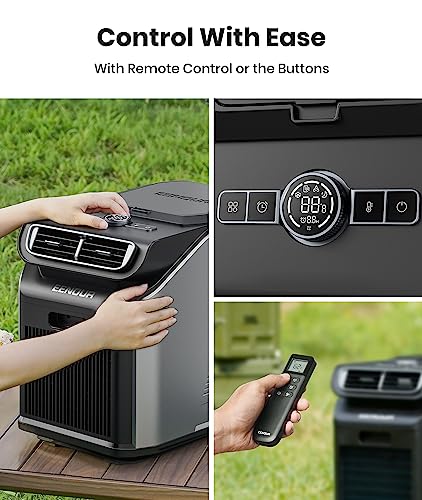 EENOUR PA600 Portable Air Conditioners, 6000BTU Fast Cooling AC with 7 Fan Level, Dehumidifier & Sleep Modes, 8H Timer, Remote Control, 48V DC for Truck Van Life Camping Room, Off-grid and Power Outages